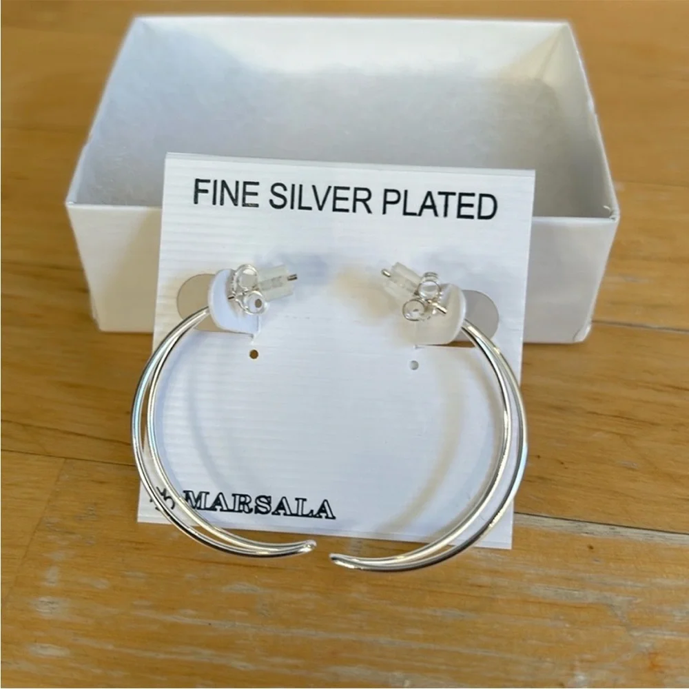 Jewelry | Marsala Silver Plated Crescent Earrings New In Box | Poshmark